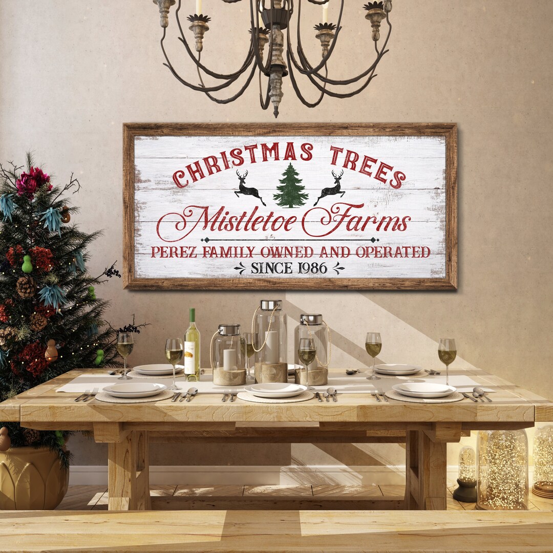 Personalized Christmas Trees Sign Mistletoe Farm Sign - Etsy