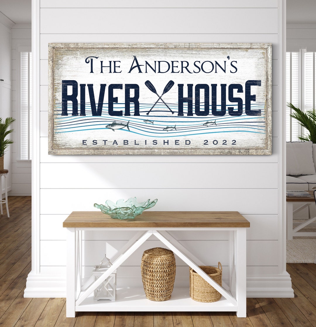 Custom River House Sign With Family Name River House Wall - Etsy