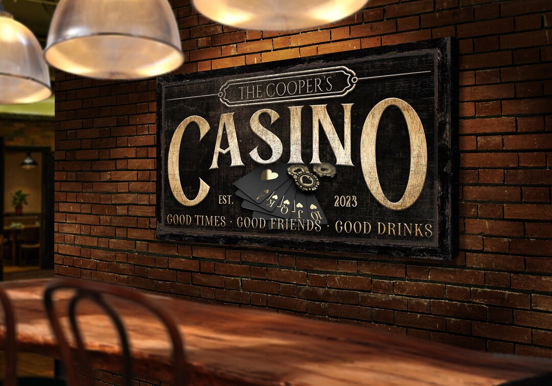Personalized Casino Sign, Poker Room Sign, Garage & Basement Decor, Man ...