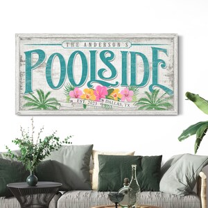 Personalized Poolside Sign, Backyard Pool & Bar Sign, Vintage Outdoor ...