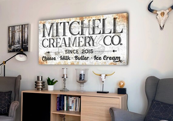 Personalized Creamery Co. Sign Custom Large Wall Art Canvas - Etsy
