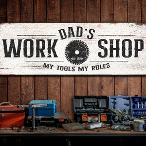Custom Dad's Work Shop Sign | Personalized Fathers Day Sign for Dad ...
