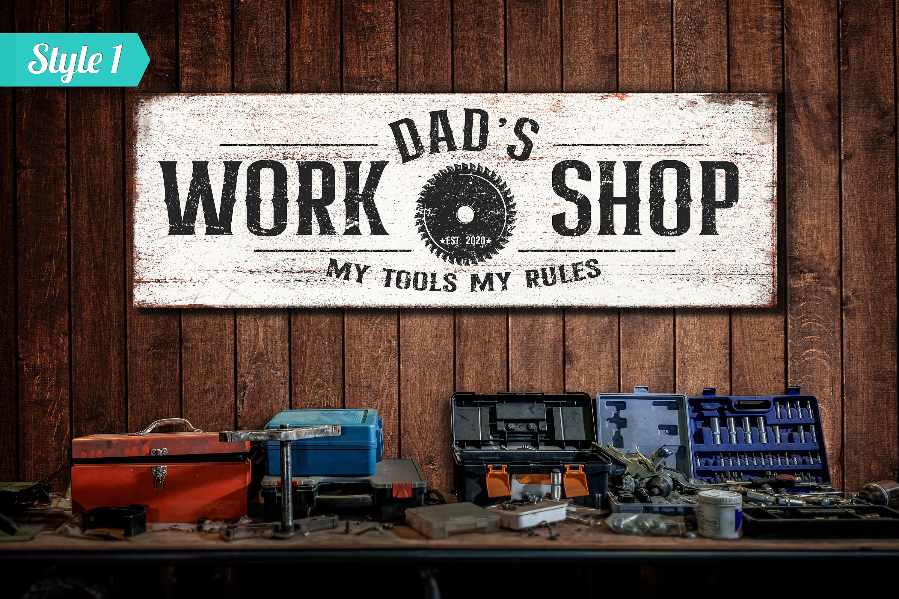 Custom Dad's Work Shop Sign | Personalized Fathers Day Sign for Dad ...