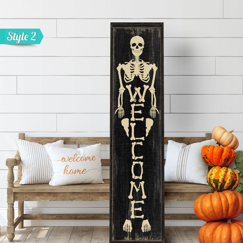 Welcome Skeleton Sign Vertical Skeleton Sign Entryway Sign - Etsy