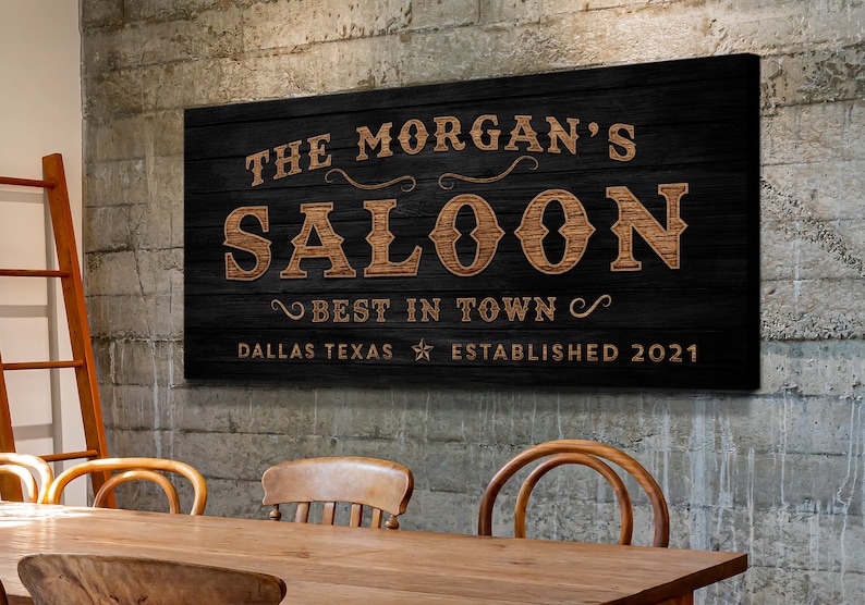 Family Name Saloon Sign | Modern Farmhouse Last Name Established Signs ...
