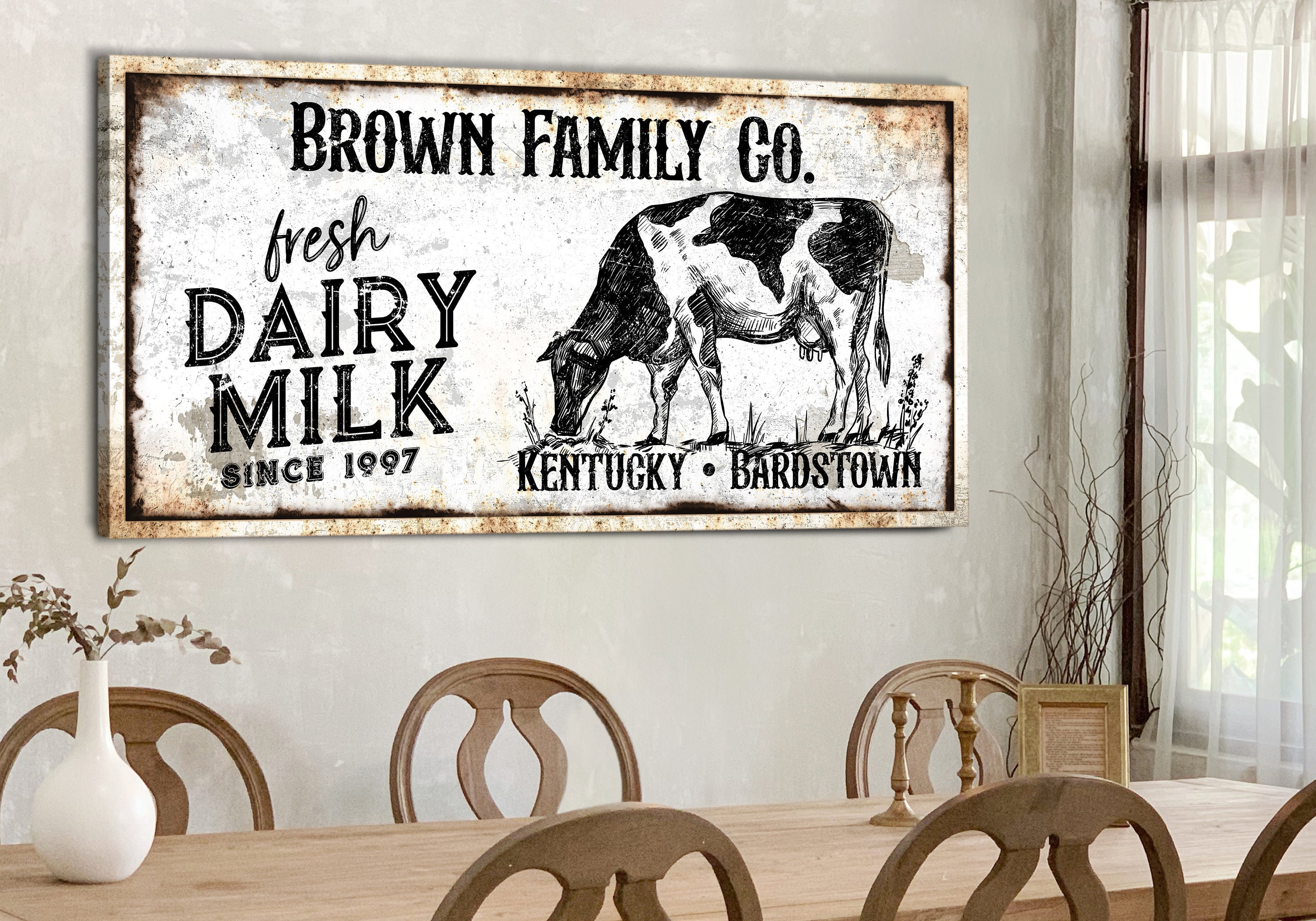 Family Name Sign Fresh Dairy Milk Sign Personalized Huge | Etsy