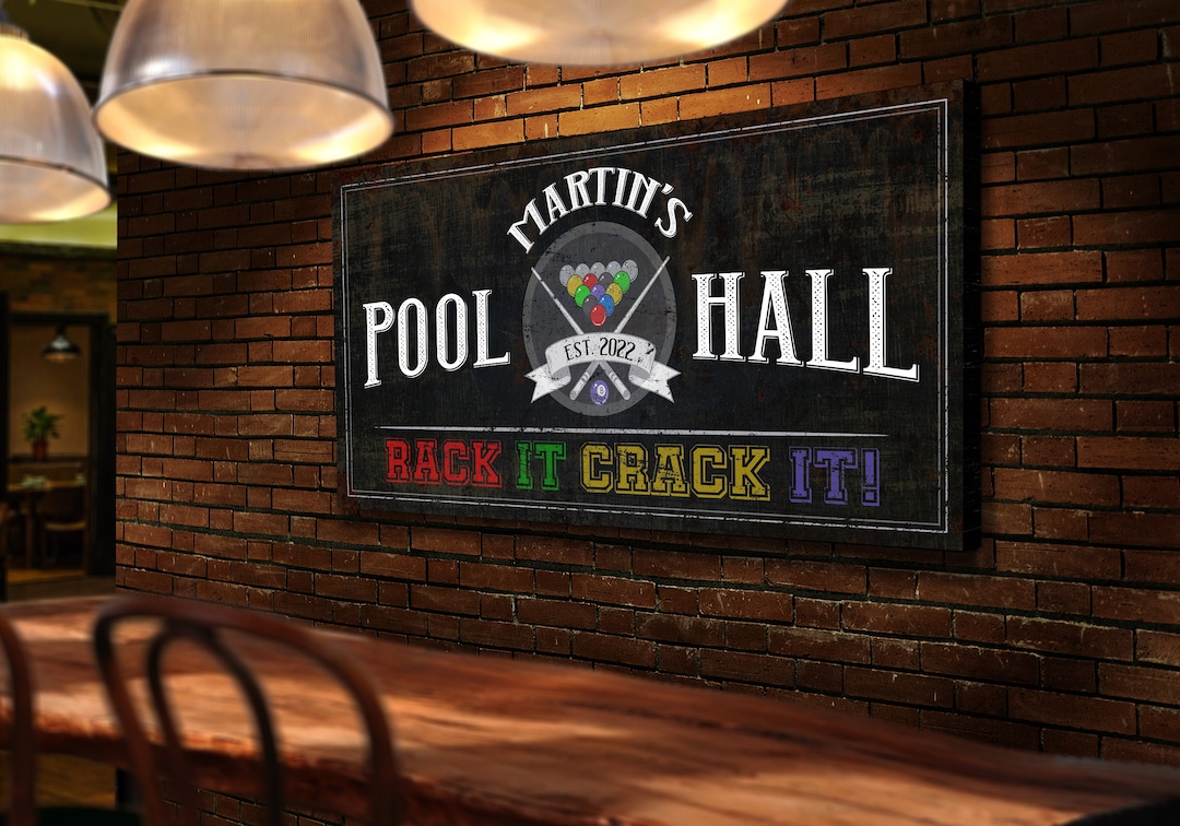 Personalized Pool Hall Sign, Rack It Crack It Sign, Billiard Lounge ...