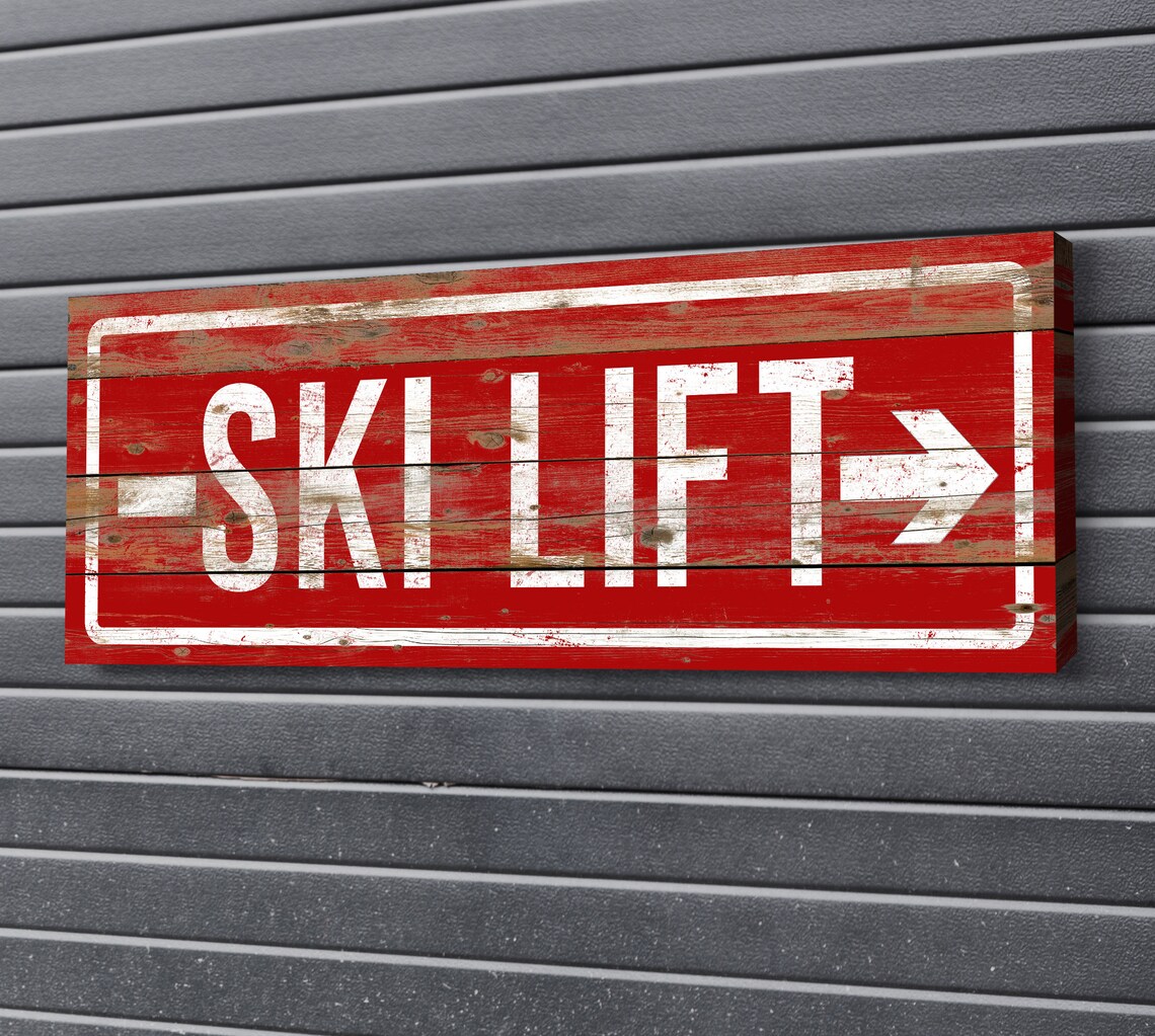 Ski Lift Sign With Arrow Canvas Print Mountain Sign Winter - Etsy