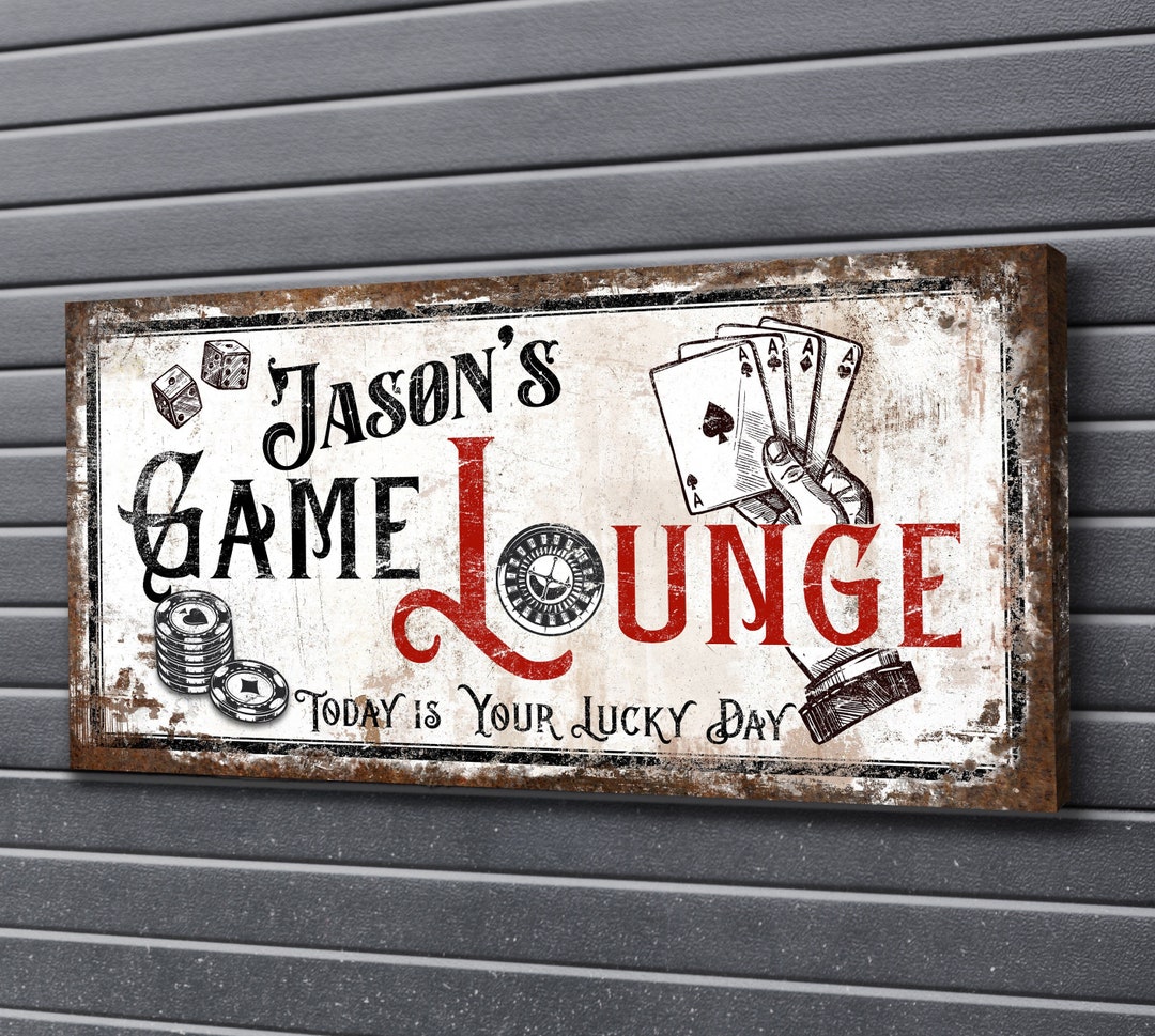 Personalized Game Lounge Sign Gambling Dice Sign Basement - Etsy