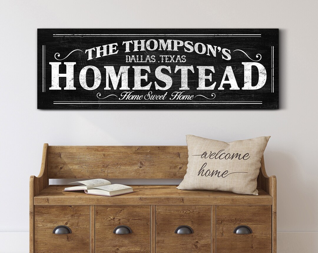 Personalized Homestead Sign, Rustic Family Name Homestead Sign, Vintage ...