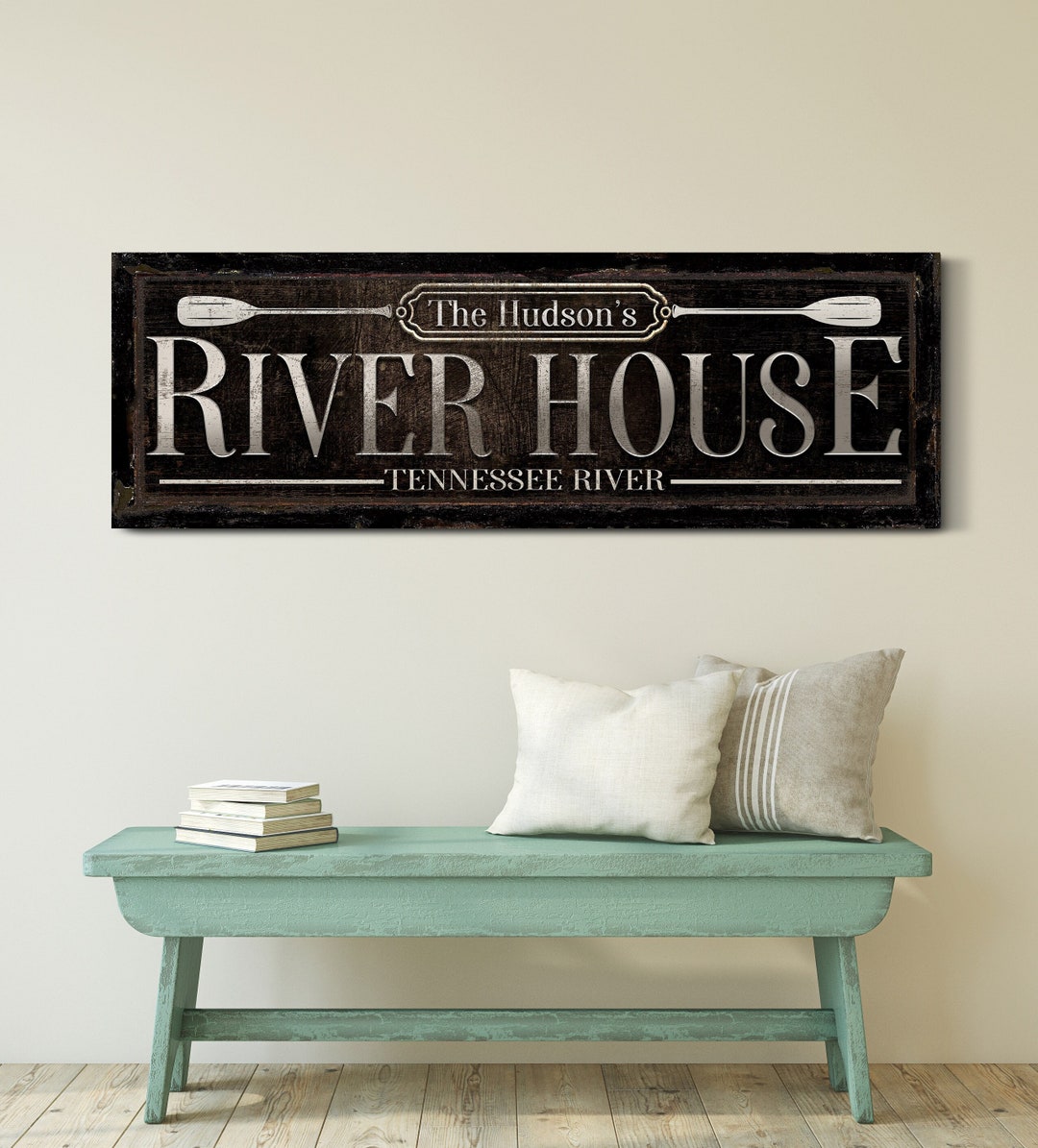 Personalized River House Sign, Rustic Family Name Sign, River Life ...