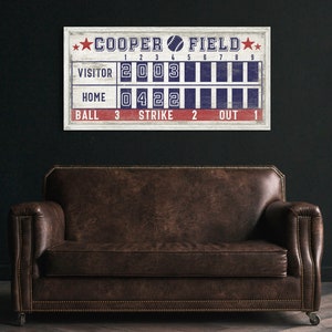 Personalized Baseball Scoreboard Sign, Game Room Wall Decor, Sports ...