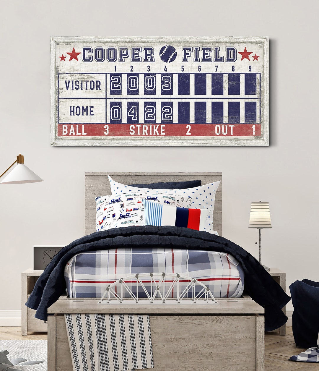 Personalized Baseball Scoreboard Sign, Game Room Wall Decor, Sports ...
