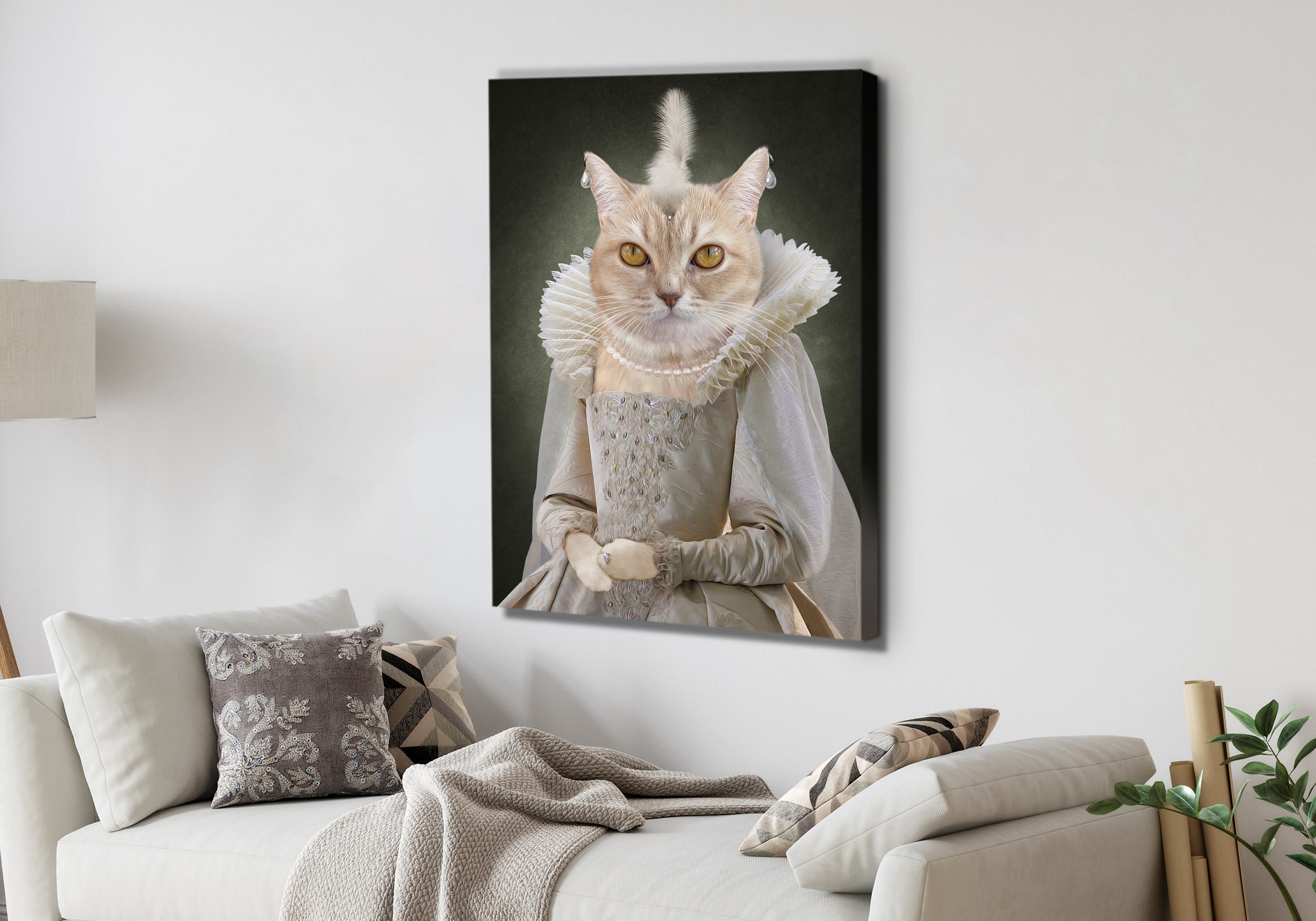 Princess Cat Portrait Royal Cat Portrait Regal Pet - Etsy España