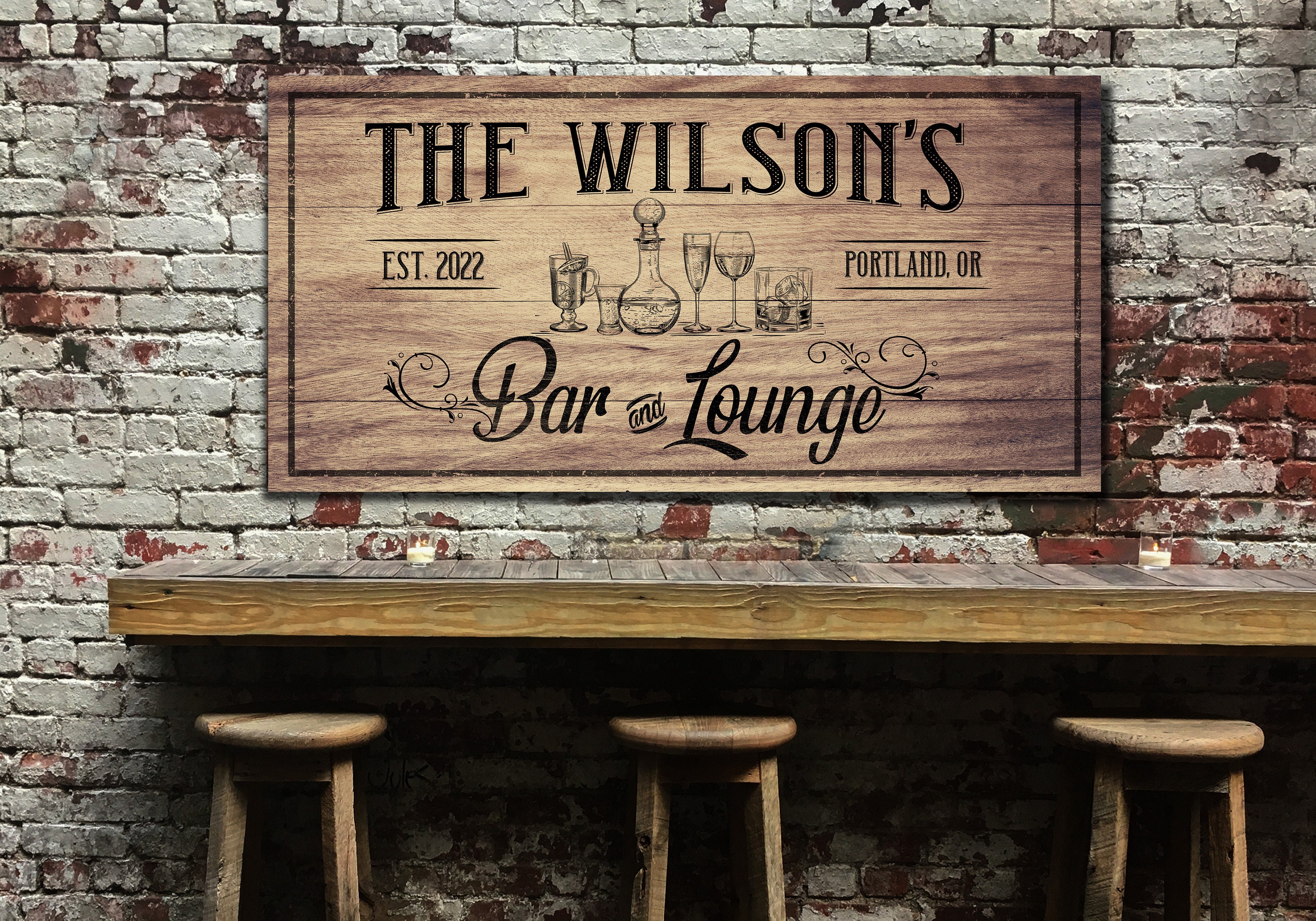 Personalized Bar & Lounge Sign Bar Sign Home Bar Decor - Etsy