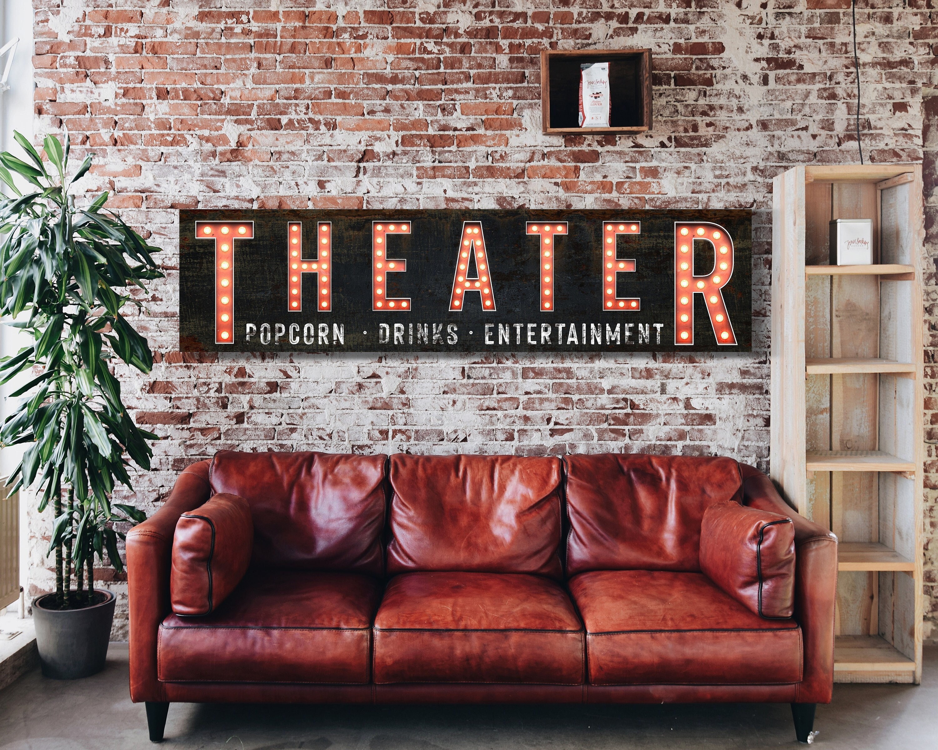 Theater Sign, Family Theater Room Sign, Vintage Movie Room Wall ...