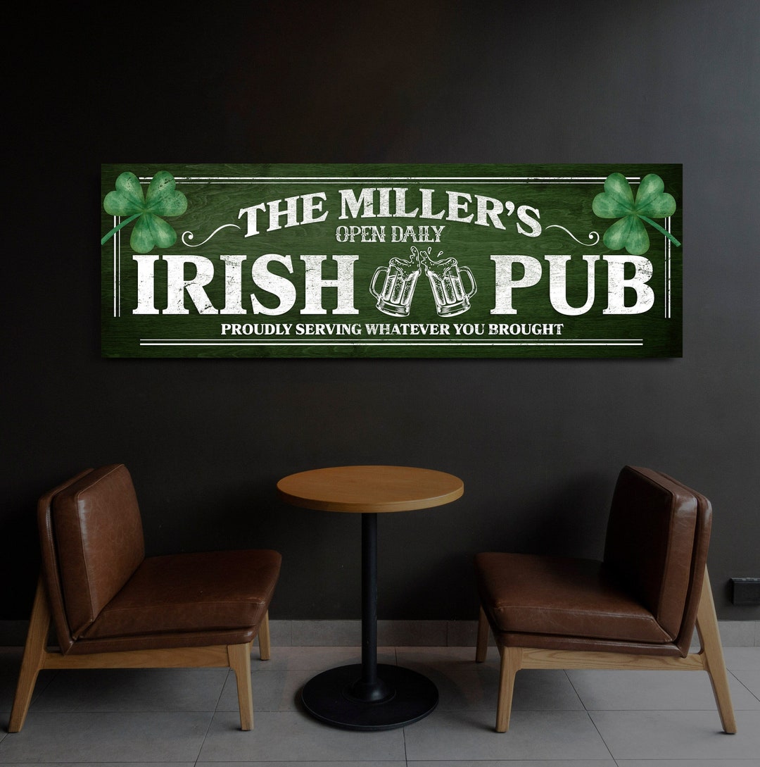Personalized Irish Pub Sign, Vintage Home Pub Wall Decor, Custom Irish ...