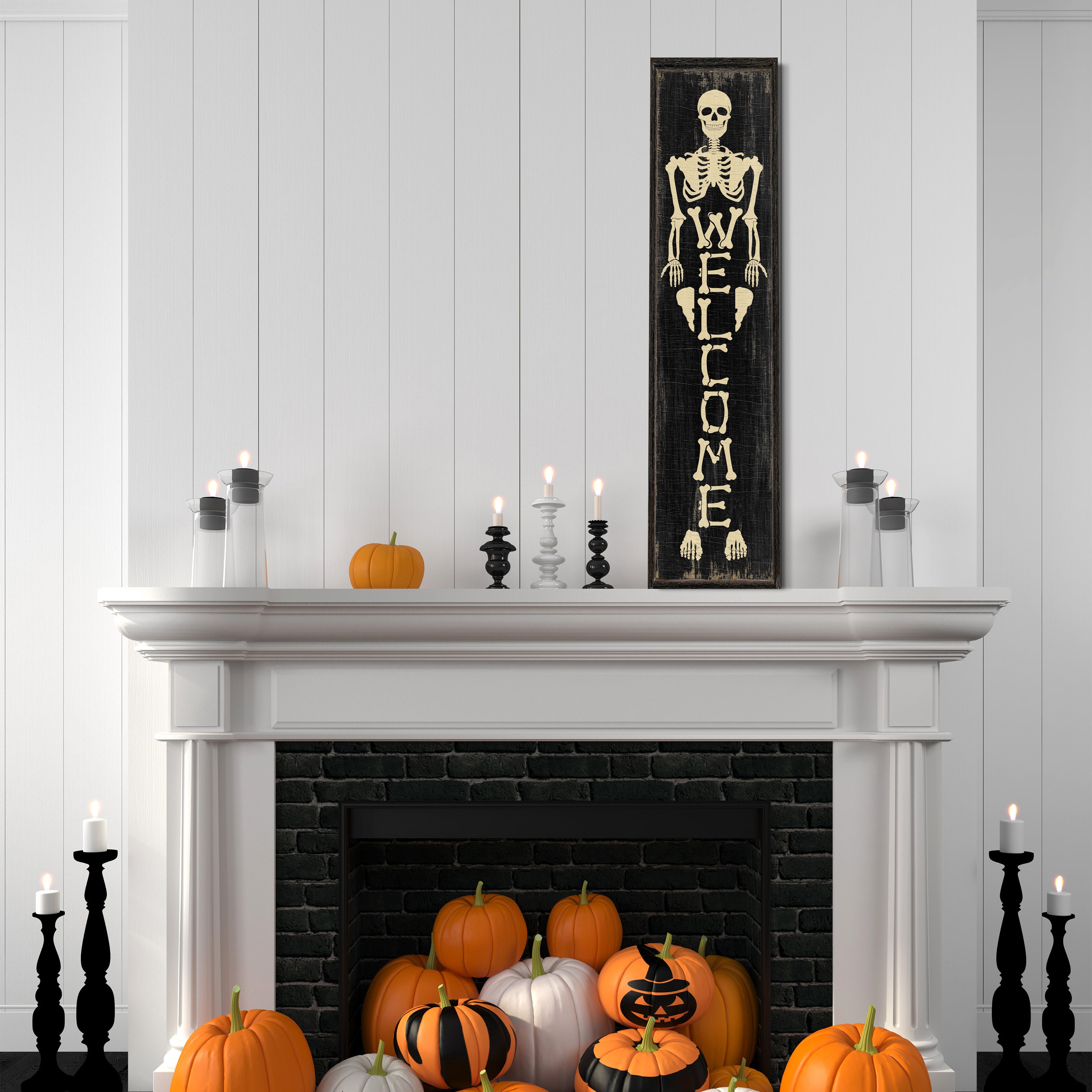 Welcome Skeleton Sign Vertical Skeleton Sign Entryway Sign - Etsy