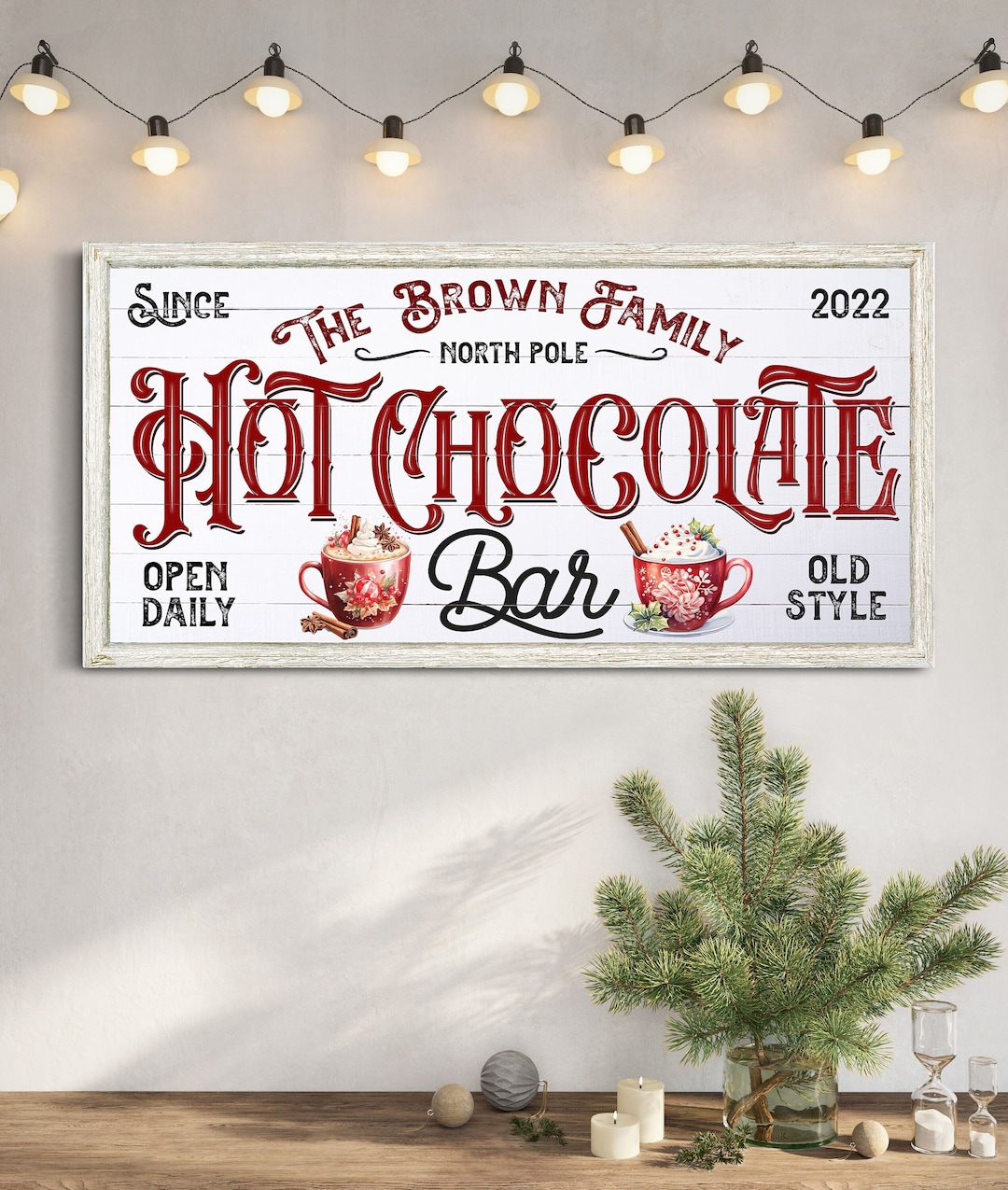 Personalized Hot Chocolate Bar Sign, Custom Santas Hot Cocoa Sign ...