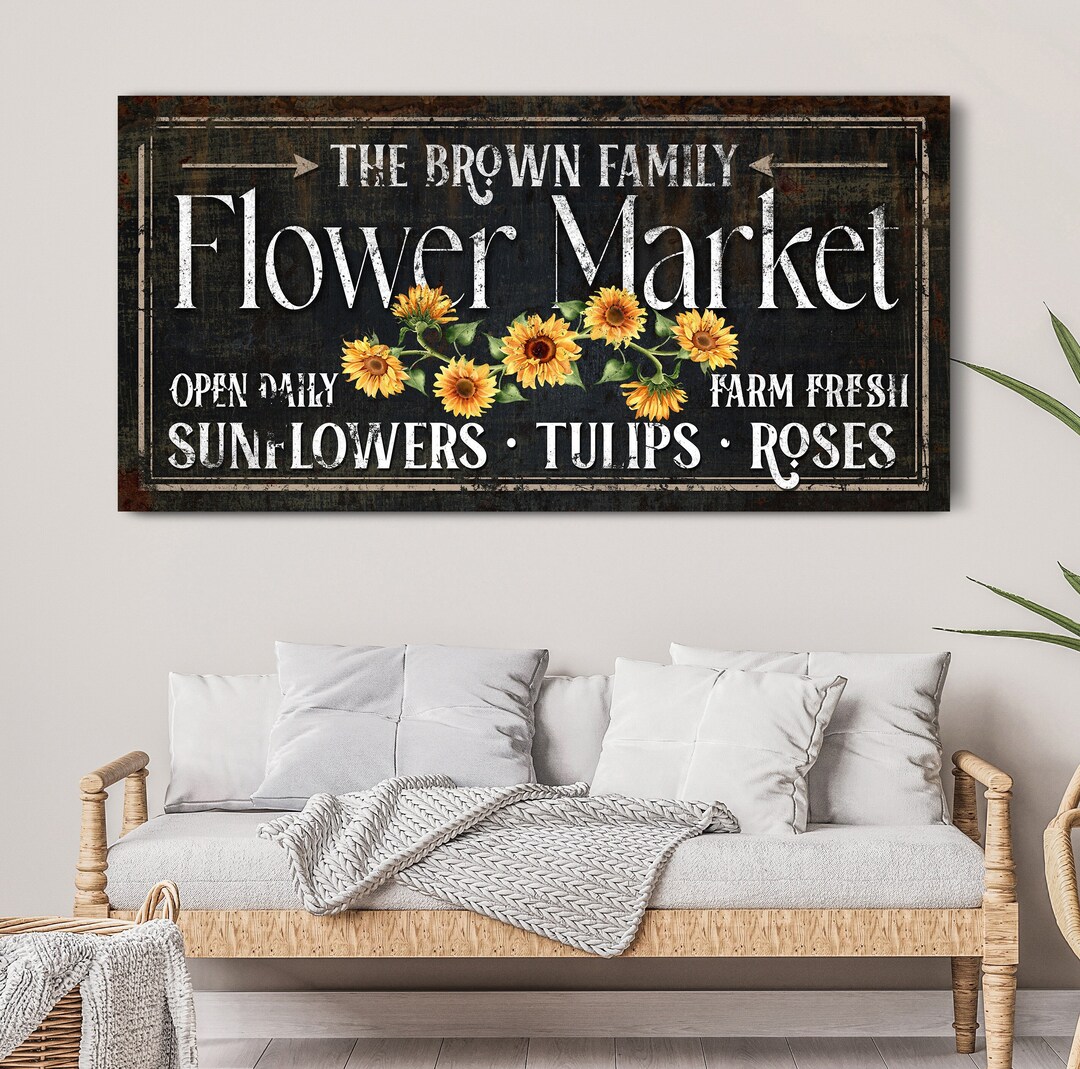 Personalized Flower Market Sign, Farmer & Gardener Gifts, Vintage ...