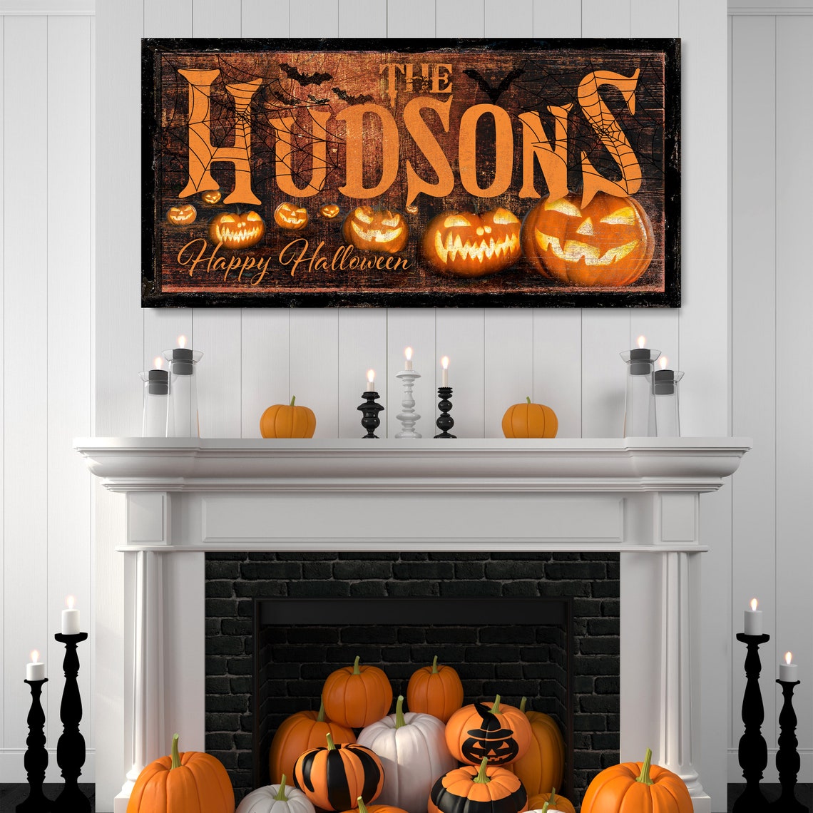 Personalized Happy Halloween Sign, Family Name Sign, Creepy Rustic Fall ...