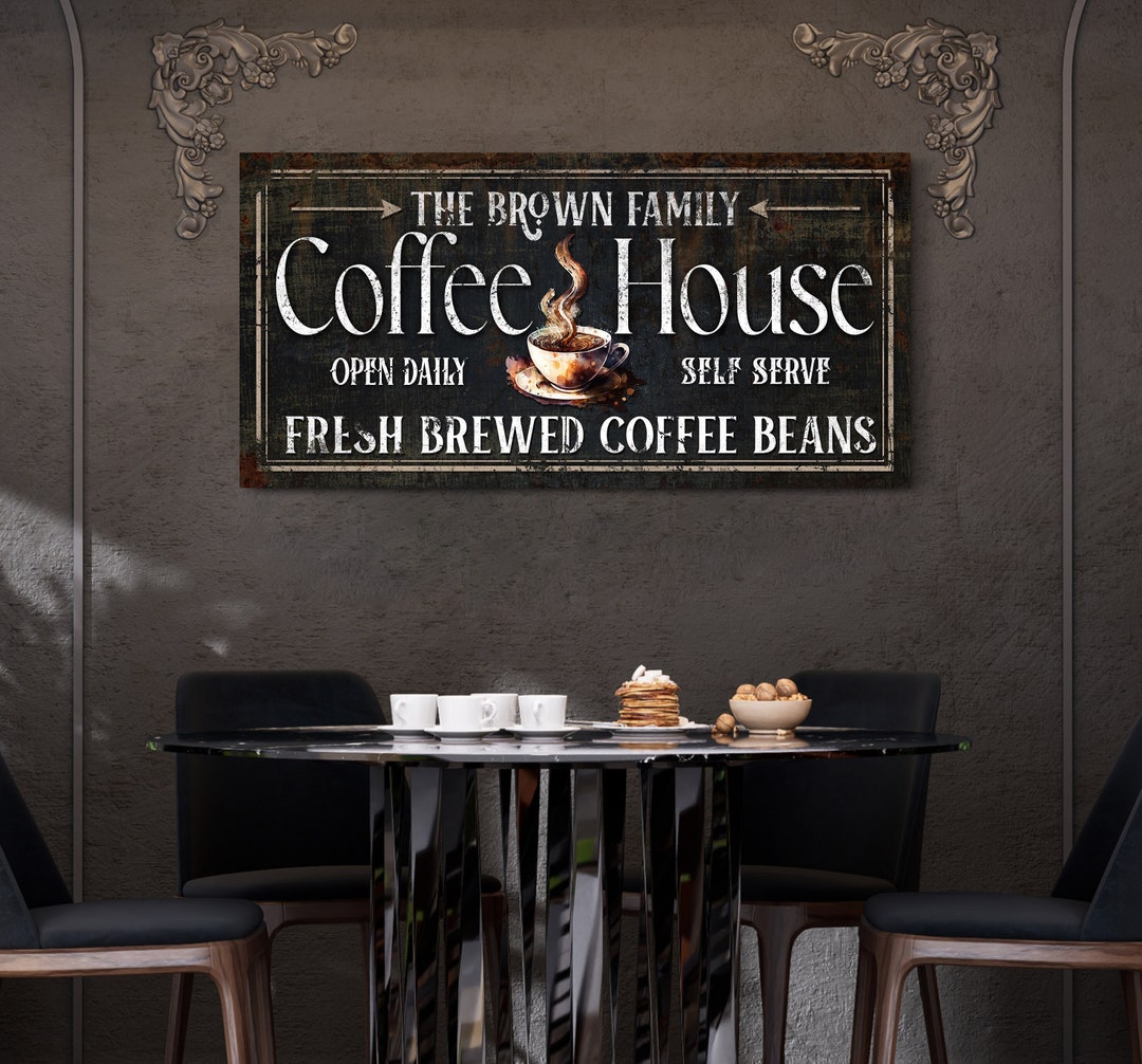 Personalized Coffee House Sign, Coffee Shop & Kitchen Wall Decor ...