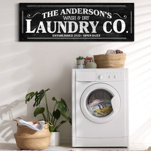 Personalized Laundry Company Sign, Laundry Room Wall Decor, Bathroom ...