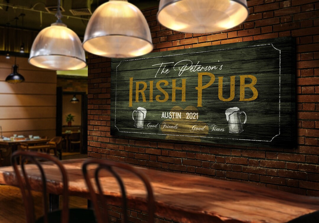 Personalized Irish Pub Sign Custom Bar Large Canvas Wall Art Outdoor ...