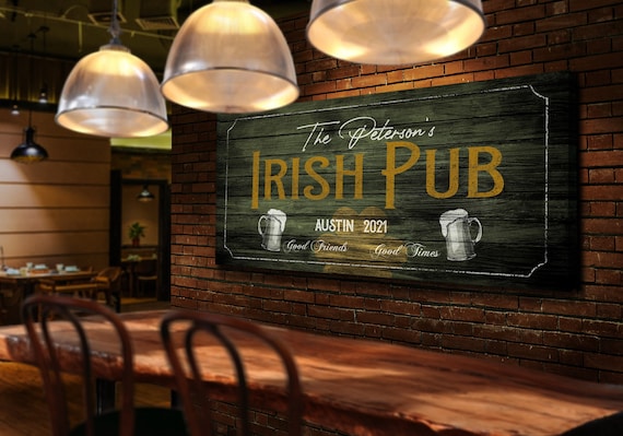 Personalized Irish Pub Sign Custom Bar Large Canvas Wall Art - Etsy