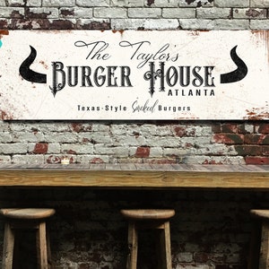 Custom Burger House Sign | Personalized Huge Canvas | Burger Bar Sign ...