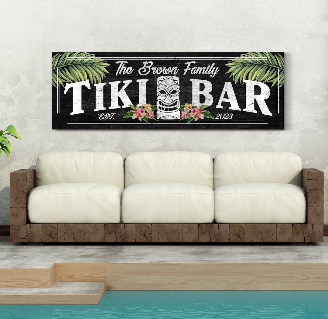 Personalized Tiki Bar Sign, Beach House Outdoor Bar Decor, Coastal Bar ...