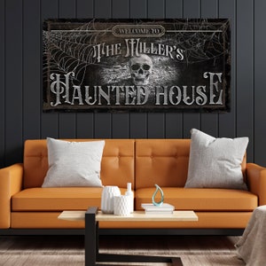 Personalized Haunted House Canvas Sign, Halloween Sign, Family ...