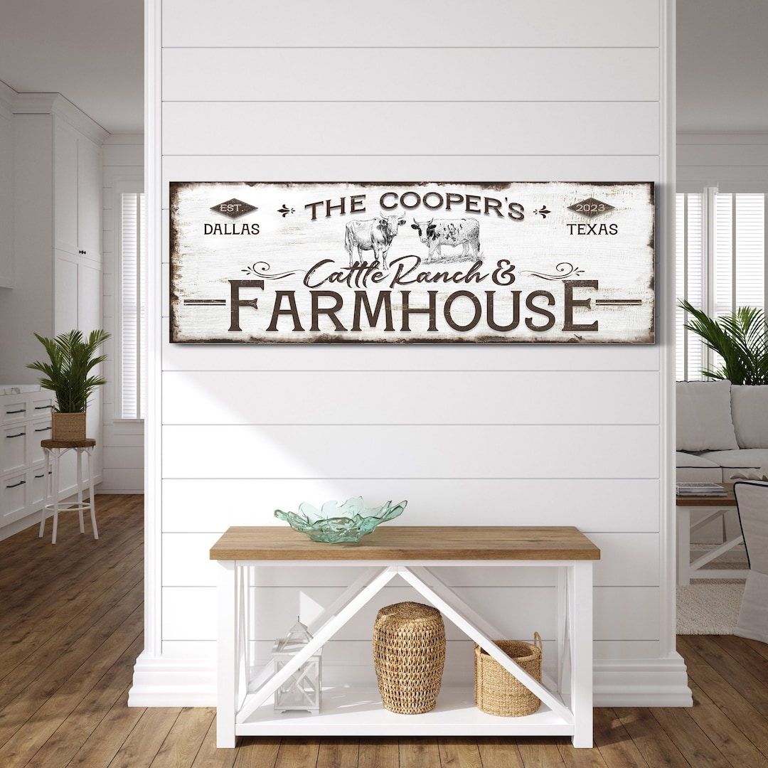 Personalized Cattle Ranch Sign, Family Farm Sign, Modern Farmhouse Cow ...