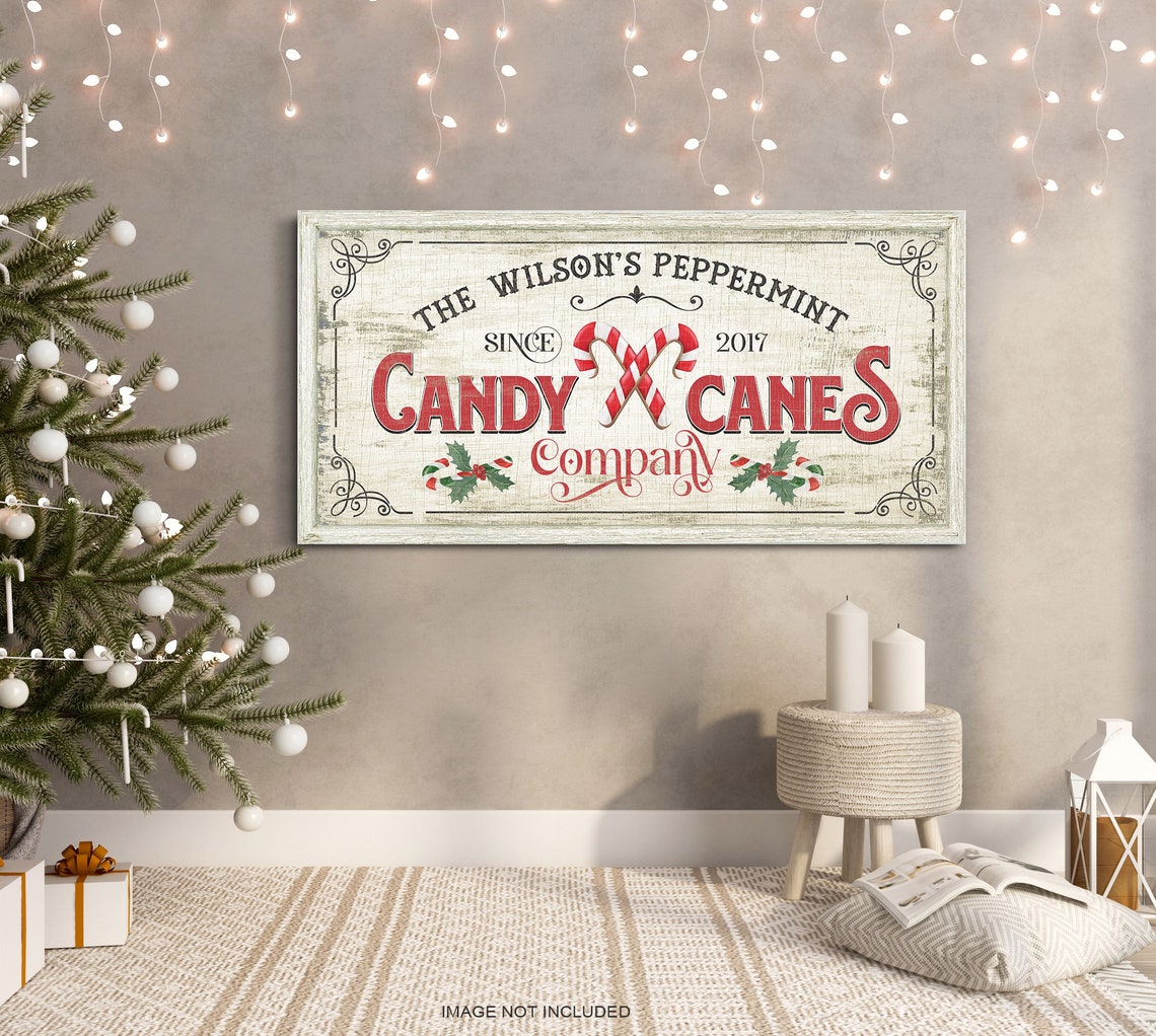 Personalized Candy Canes Co. Sign Vintage Xmas Décor Rustic - Etsy