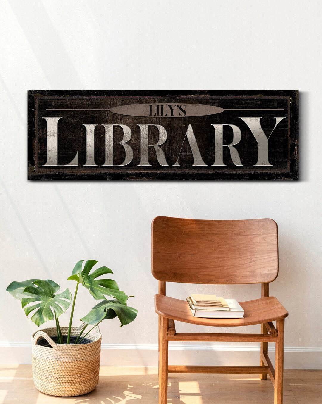 Personalized Library Sign, Vintage Library Decoration, Reading Corner ...
