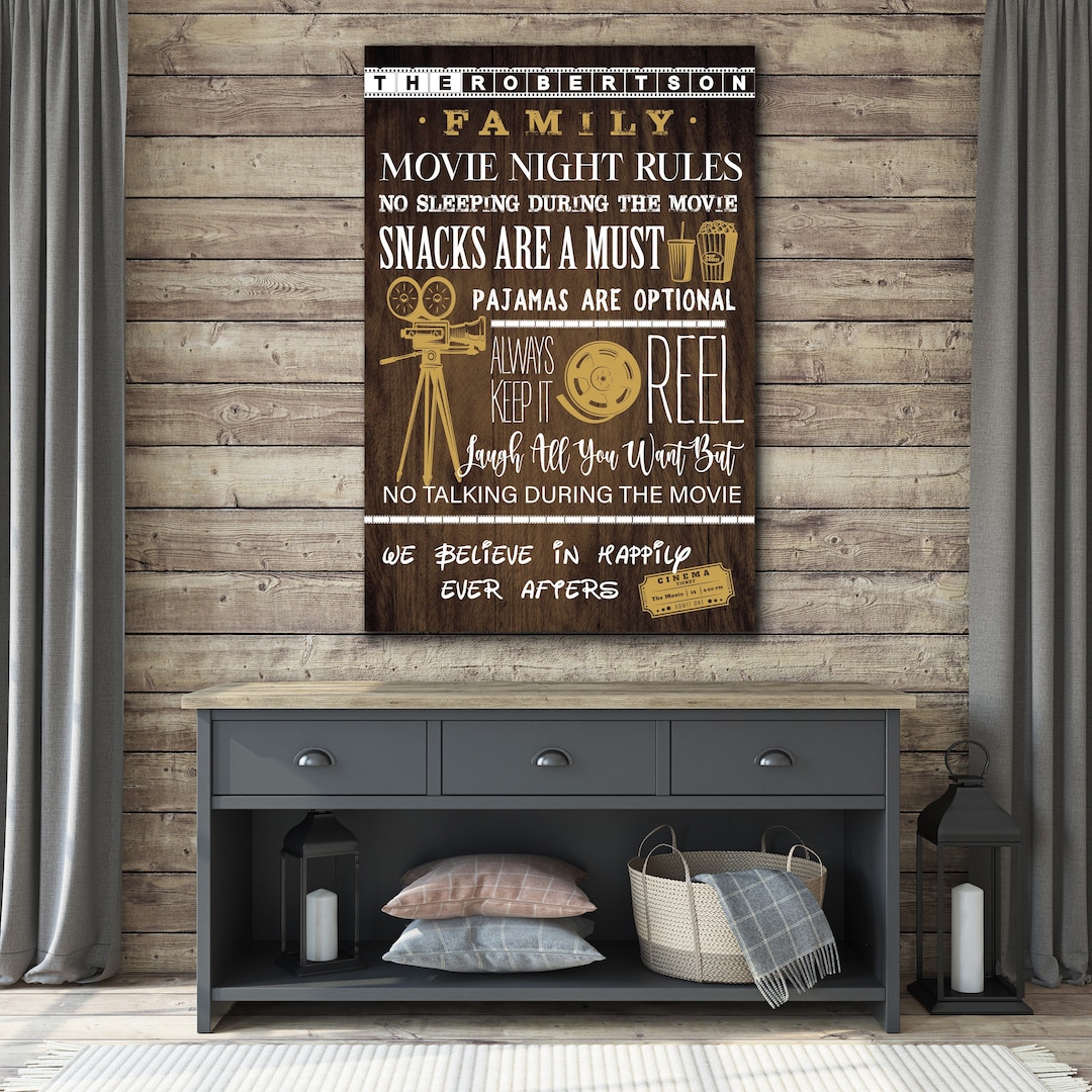 Movie Night Rules Sign, Movie Theater Sign, Family Theater Rules Sign ...