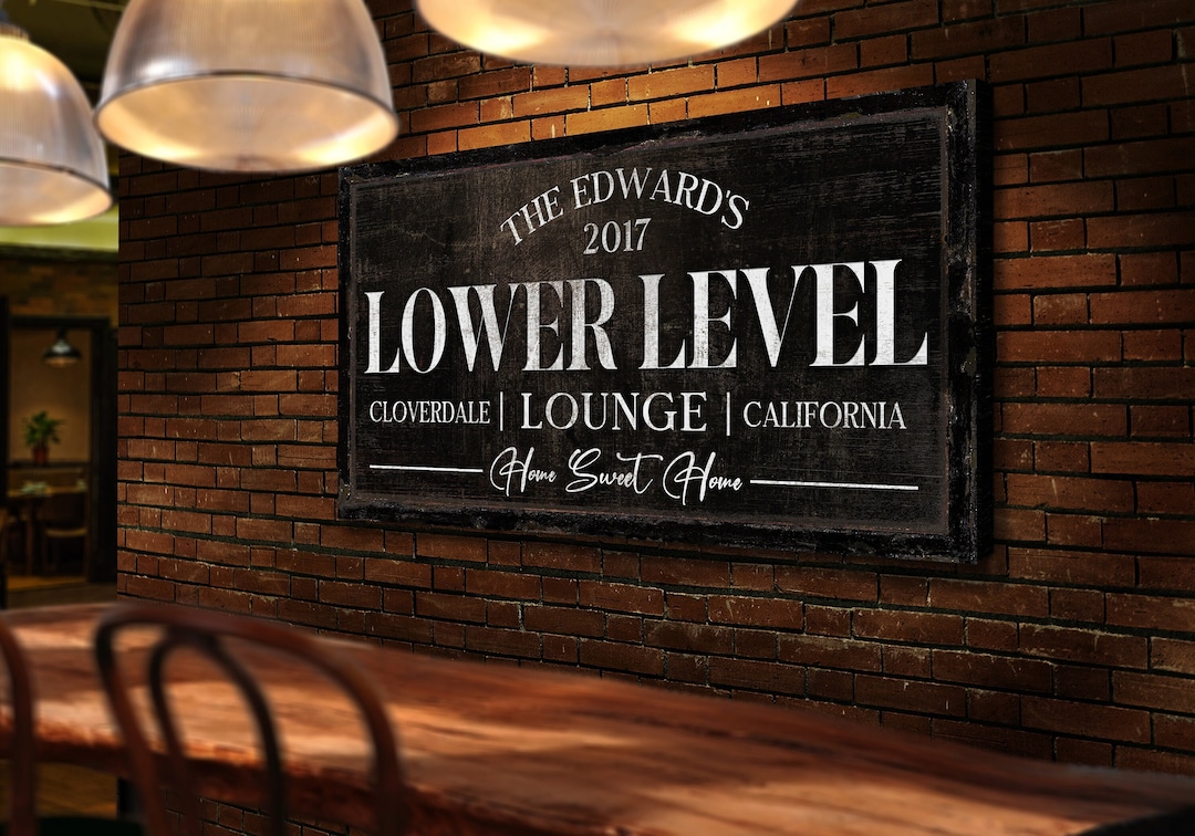 Personalized Lower Level Sign, Rustic Basement Bar Sign, Vintage Man ...