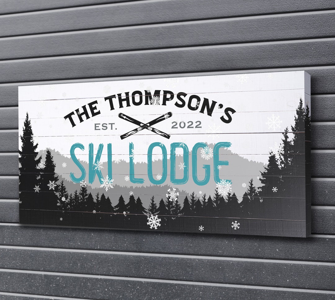 Custom Ski Lodge Sign, Winter Farmhouse House Wall Hangings, Mountain ...
