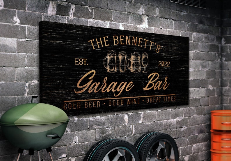 Custom Garage Bar Sign, Garage Lounge Sign, Man Cave Sign, Rustic ...