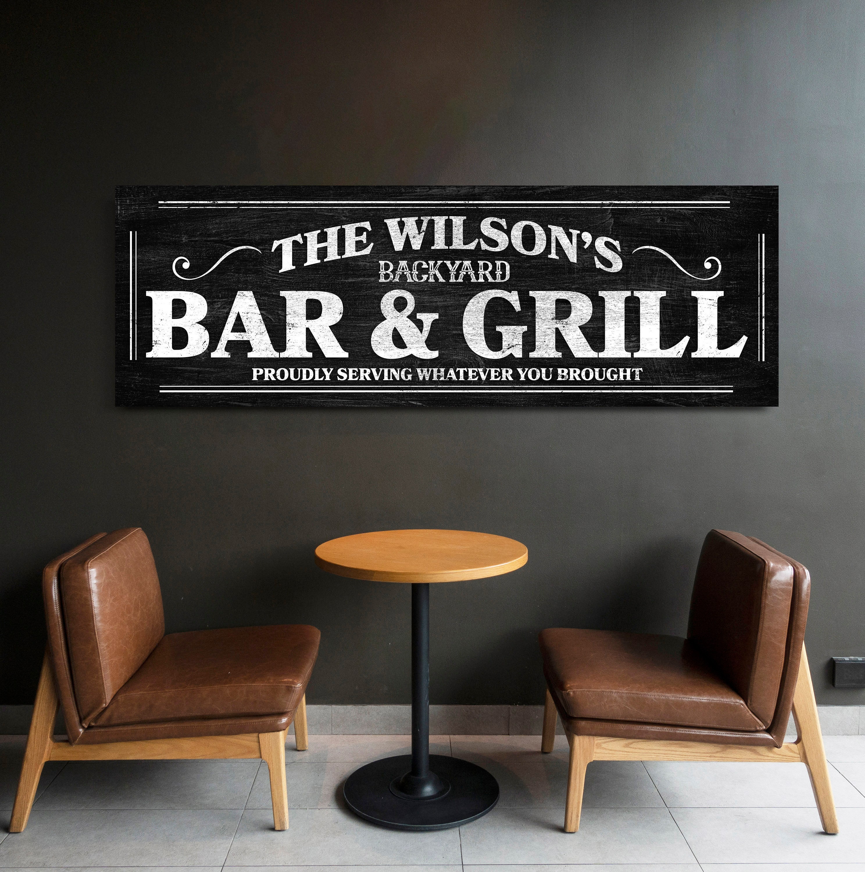 Personalized Backyard Bar & Grill Sign, Outdoor Grill Sign, Backyard ...