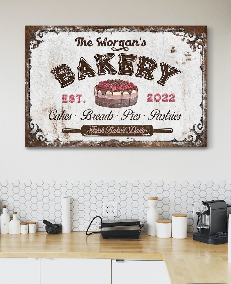 Custom Bakery Sign Bake Shop Sign Kitchen Wall Decor Rustic | Etsy