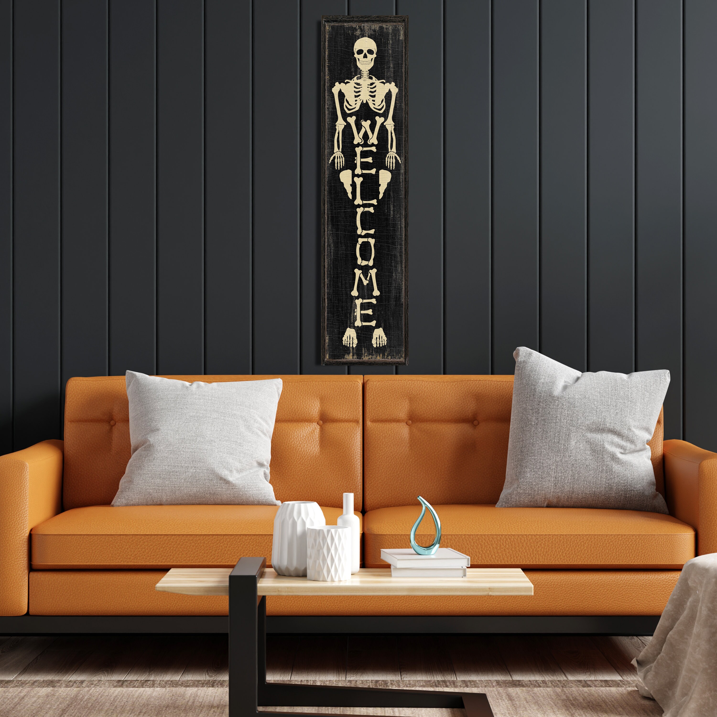 Welcome Skeleton Sign Vertical Skeleton Sign Entryway Sign - Etsy