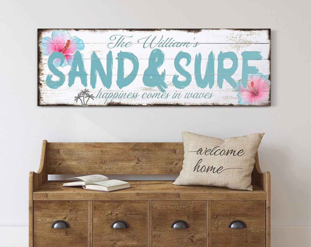 Personalized Sand & Surf Sign, Beach House Sign, Beach House Decor ...