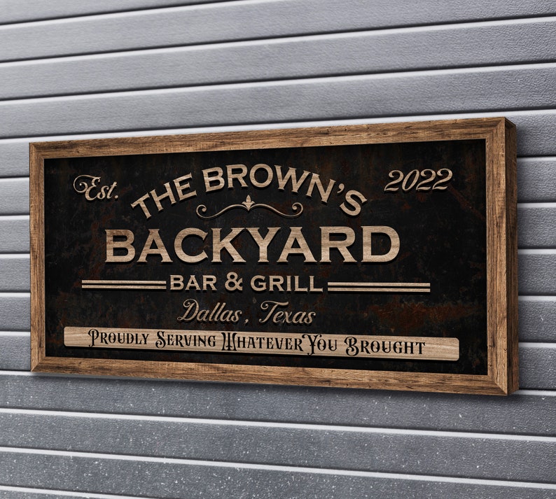 Custom Backyard Bar & Grill Sign Outdoor Grill Sign Backyard - Etsy Custom Backyard Bar & Grill Sign Outdoor Grill Sign Backyard - Etsy