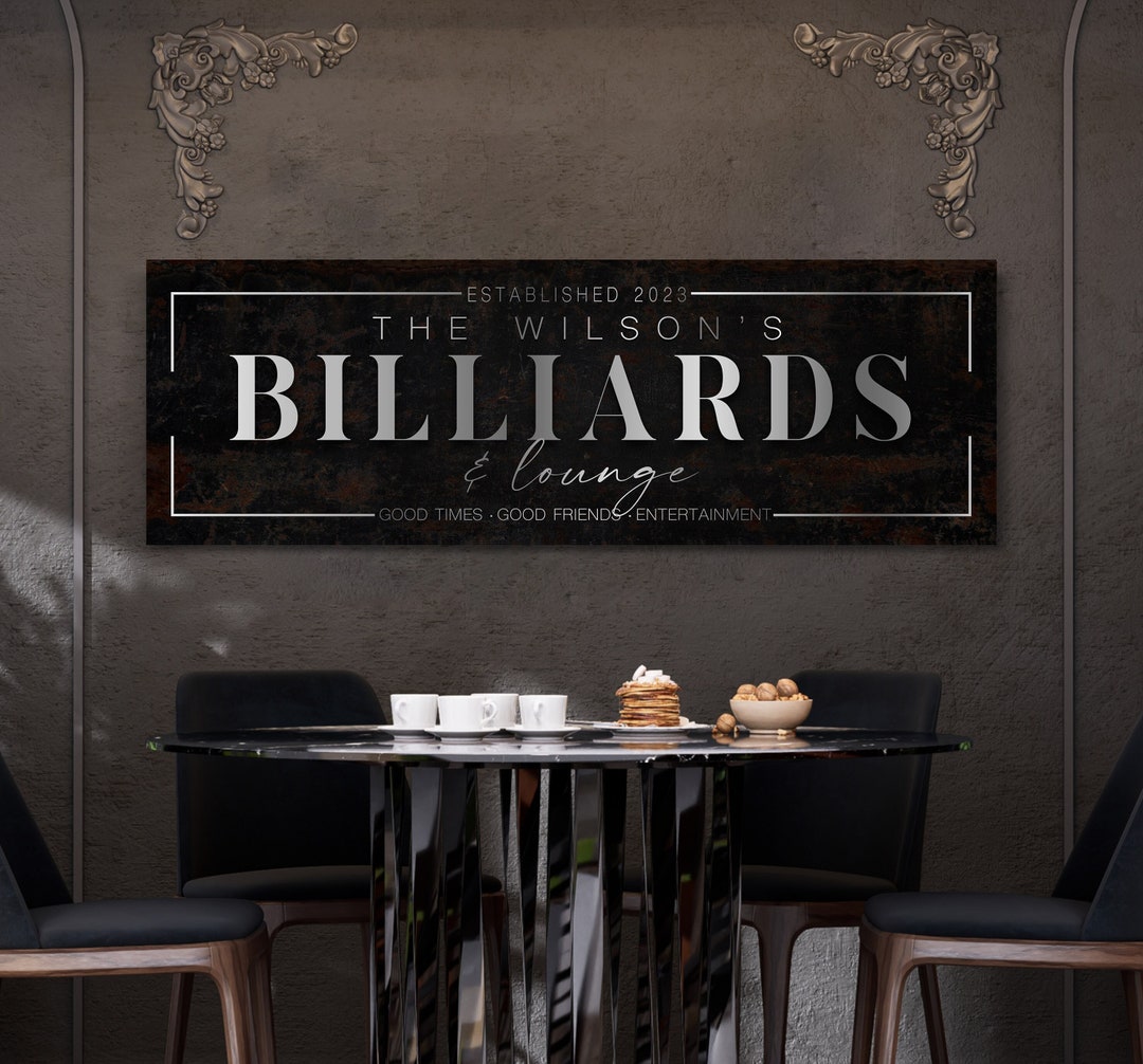 Personalized Billiards & Lounge Sign, Pool Hall Sign, Game Room Decor ...