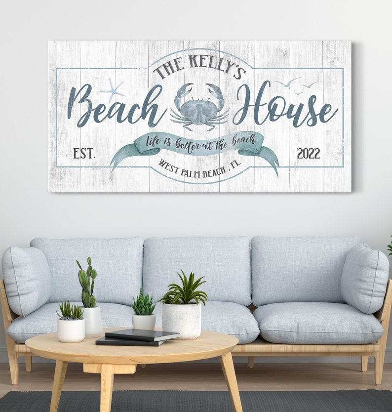 Custom Beach House Sign Family Beach House Sign Beach House - Etsy