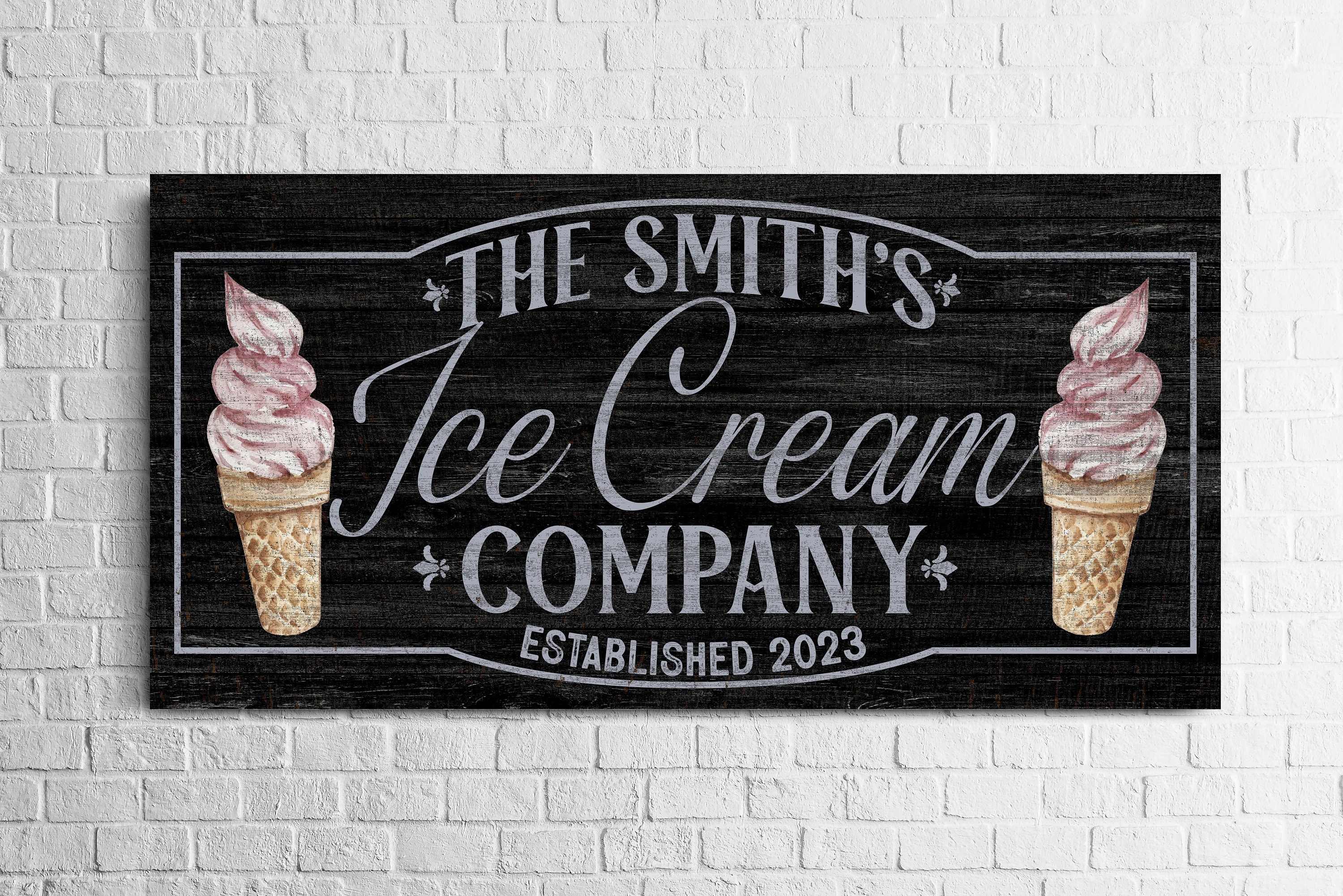 Custom Ice Cream Company Sign, Vintage Family Company Sign, Retro Cafe ...