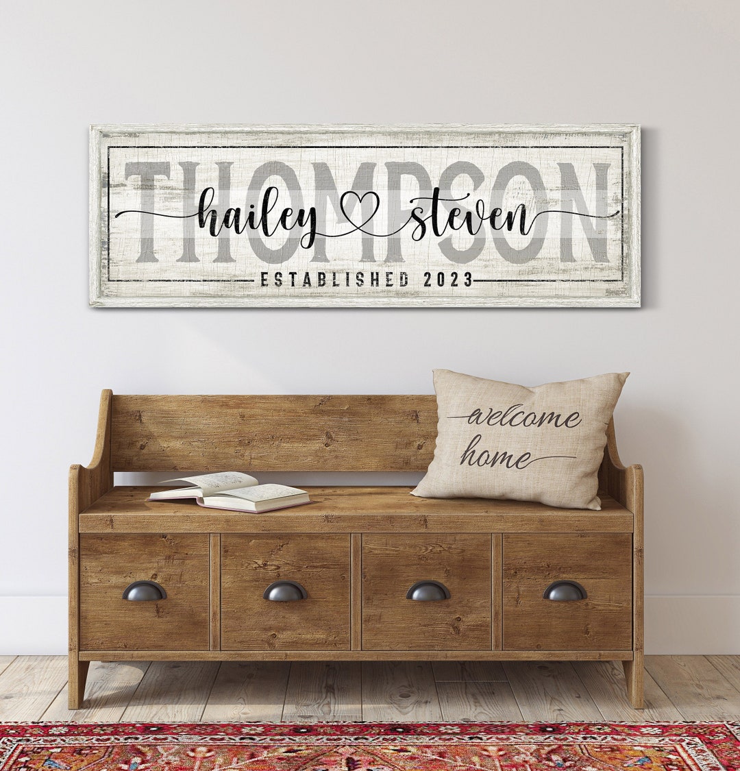 Customized Family Name Sign, Entryway Wall Decor, Couple Name With ...