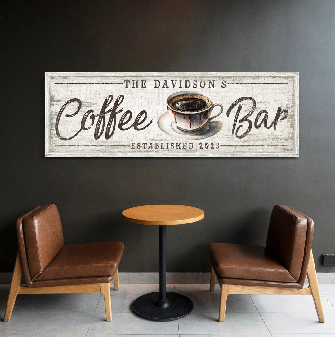 Personalized Coffee Bar Sign, Family Name Coffee Co Sign, Farmhouse ...