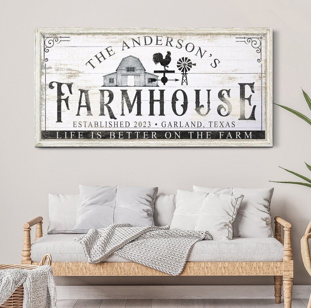 Personalized Farmhouse Family Last Name Sign, Vintage Farmstead ...